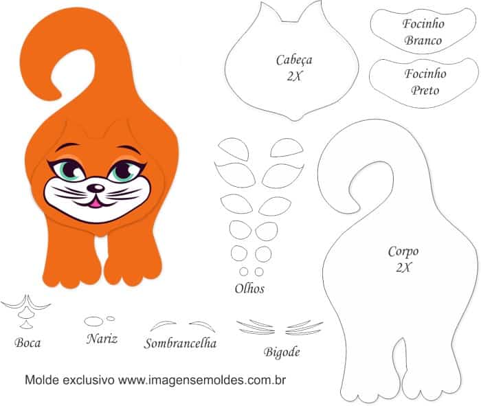 Molde de Gato em Feltro: Como Fazer – 25 Fotos - Artesanato Passo a Passo!