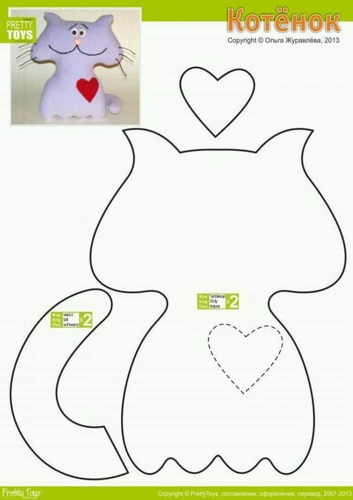 Molde de Gato em Feltro: Como Fazer – 25 Fotos - Artesanato Passo a Passo!