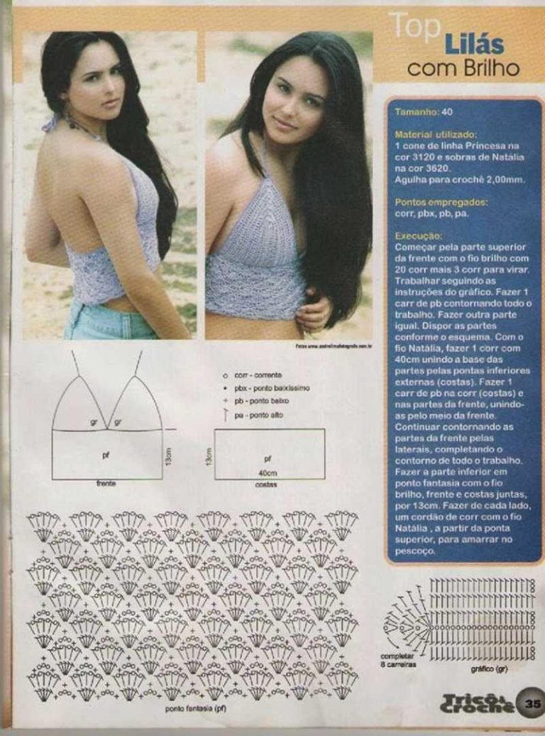 Cropped de Crochê com Gráfico: 25 Ideias Passo a Passo - Artesanato ...