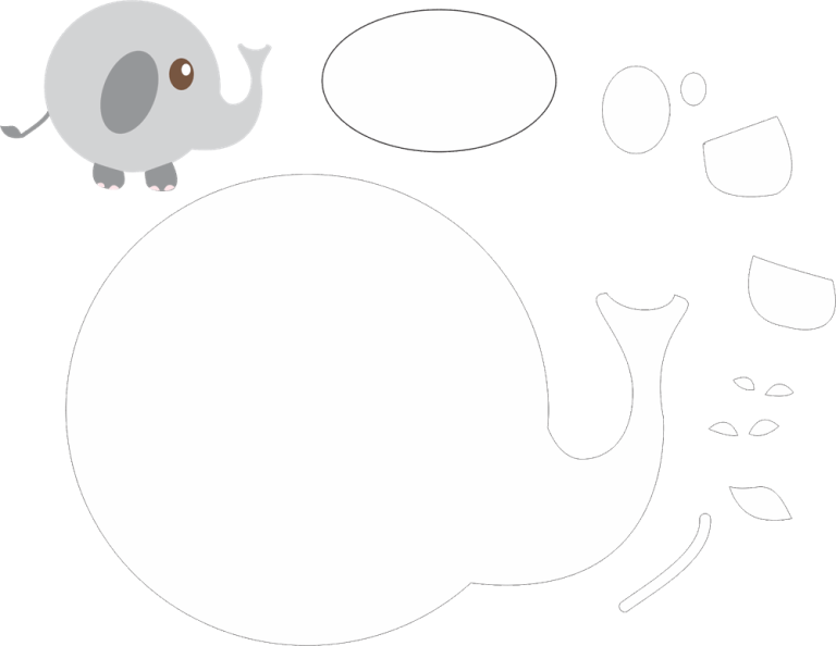 Molde de Elefante para imprimir e usar em feltro, EVA e tecido ...