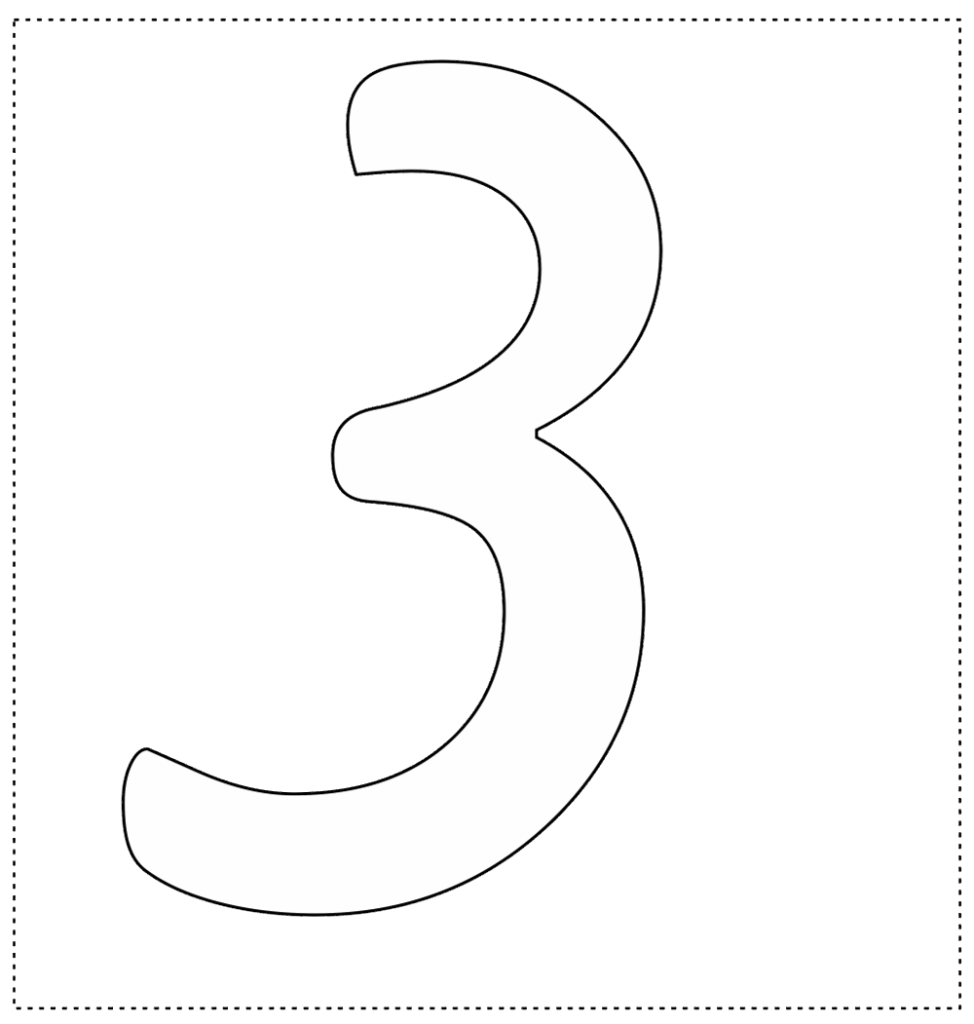 Molde Número 3 grande para imprimir, recortar ou copiar - Artesanato ...
