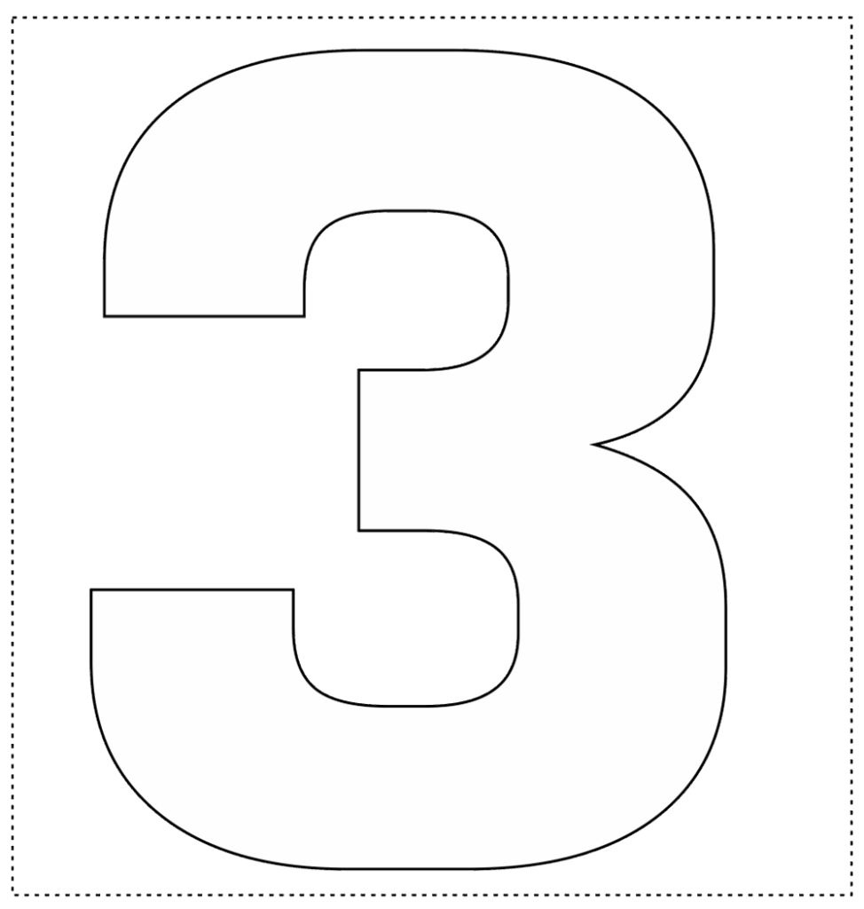 Molde Número 3 grande para imprimir, recortar ou copiar - Artesanato ...