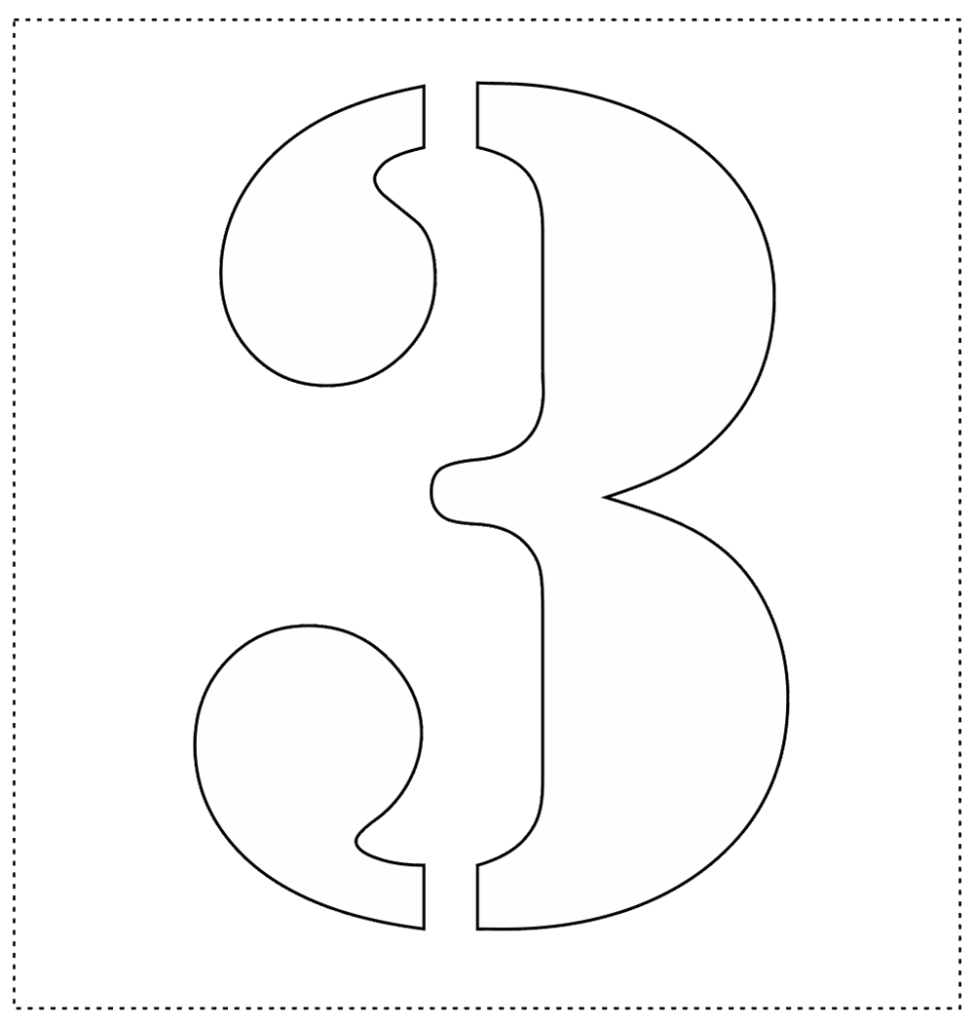 Molde Número 3 grande para imprimir, recortar ou copiar - Artesanato ...