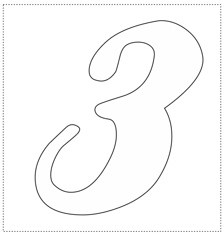 Molde Número 3 grande para imprimir, recortar ou copiar - Artesanato ...