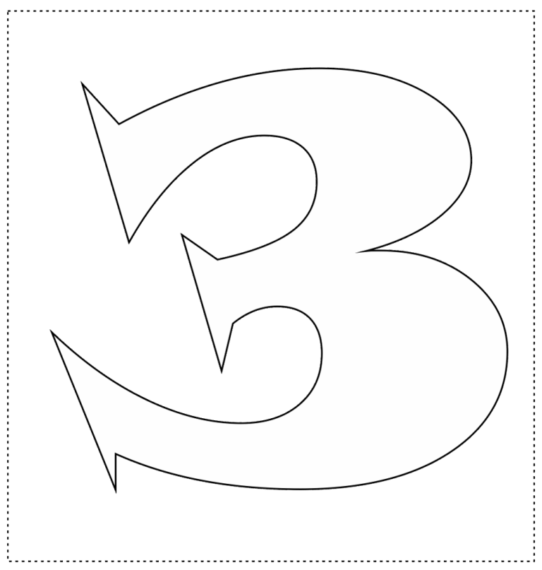 Molde Número 3 grande para imprimir, recortar ou copiar - Artesanato ...