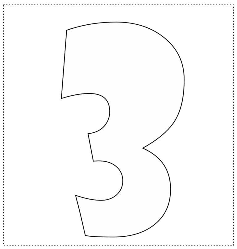 Molde Número 3 grande para imprimir, recortar ou copiar - Artesanato ...