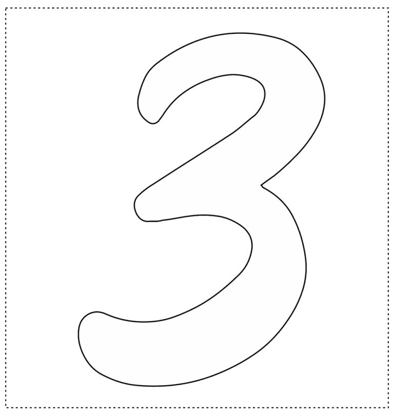 Molde Número 3 grande para imprimir, recortar ou copiar - Artesanato ...