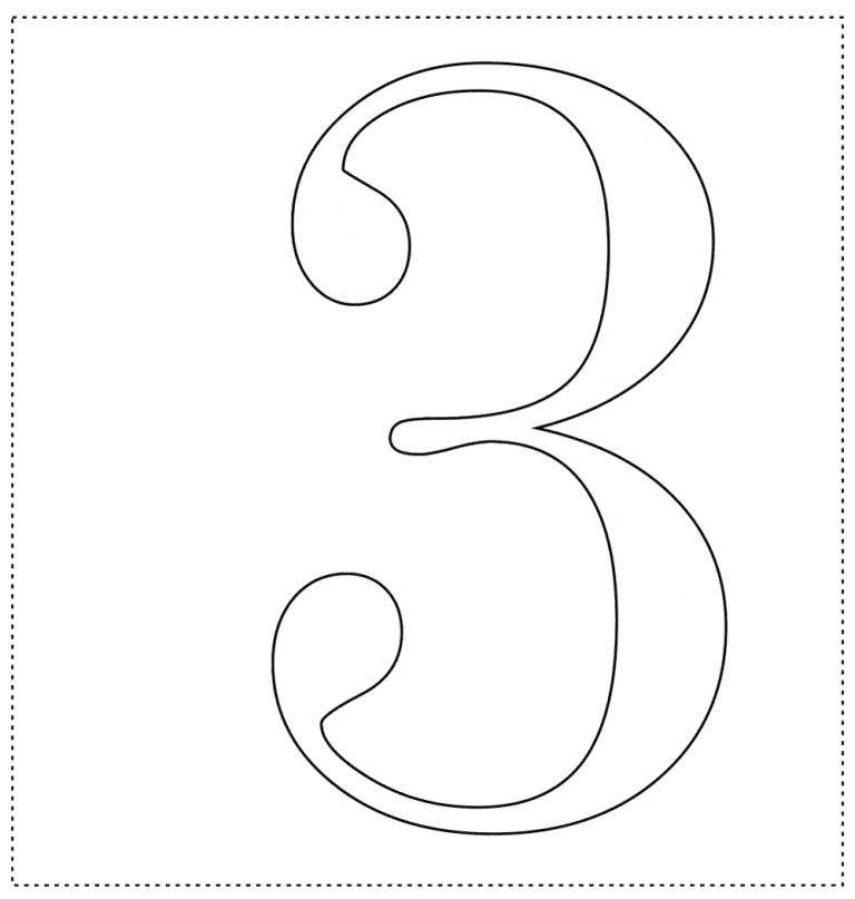 Molde Número 3 grande para imprimir, recortar ou copiar - Artesanato ...