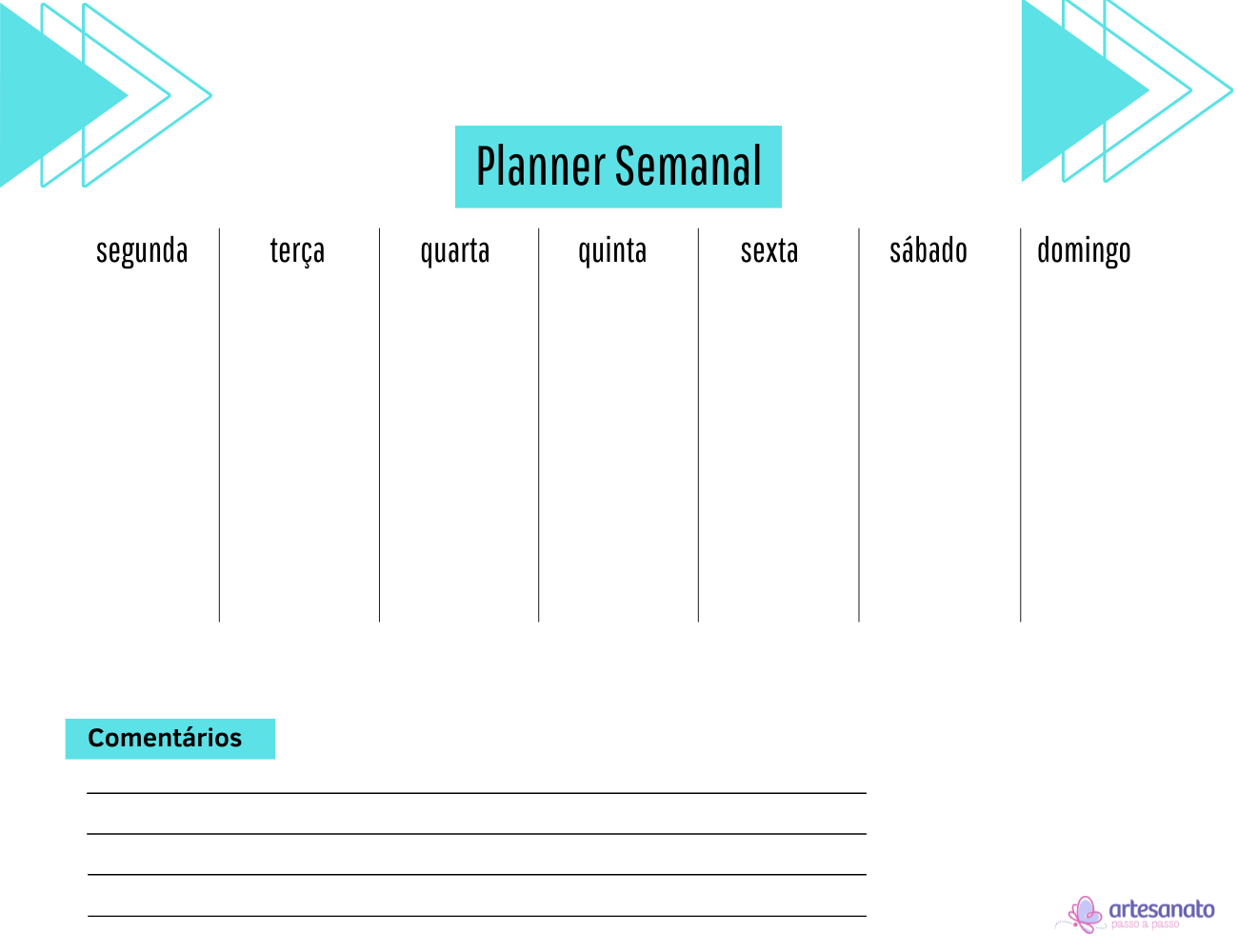 Planner semanal para imprimir [Modelo 2022] - Artesanato Passo a Passo!