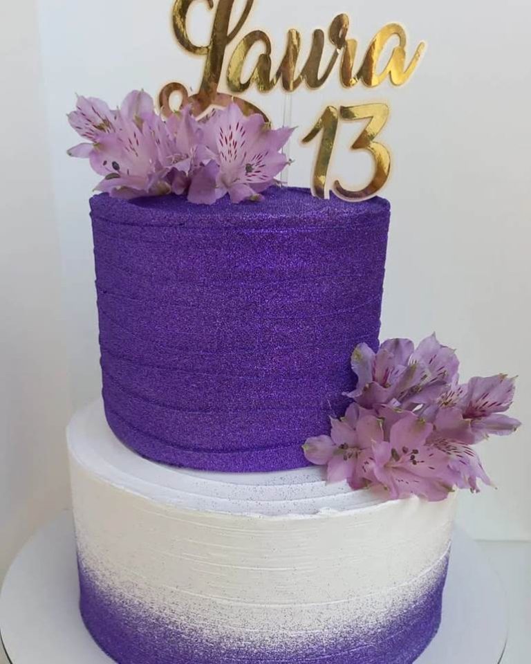 40 Ideias de bolo roxo com glitter super tendência - Artesanato Passo a ...