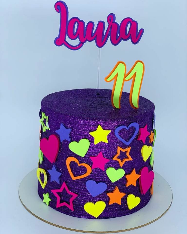 40 Ideias de bolo roxo com glitter super tendência - Artesanato Passo a ...