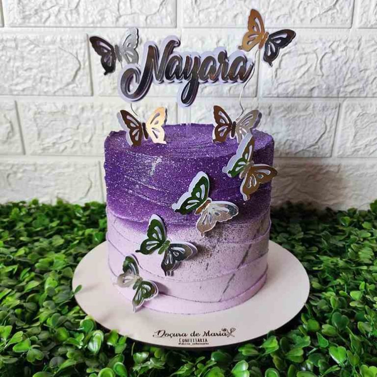 40 Ideias de bolo roxo com glitter super tendência - Artesanato Passo a ...