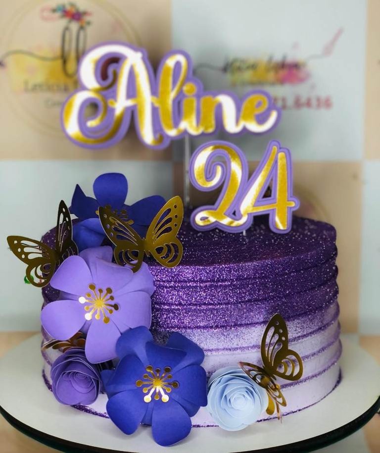 40 Ideias de bolo roxo com glitter super tendência - Artesanato Passo a ...