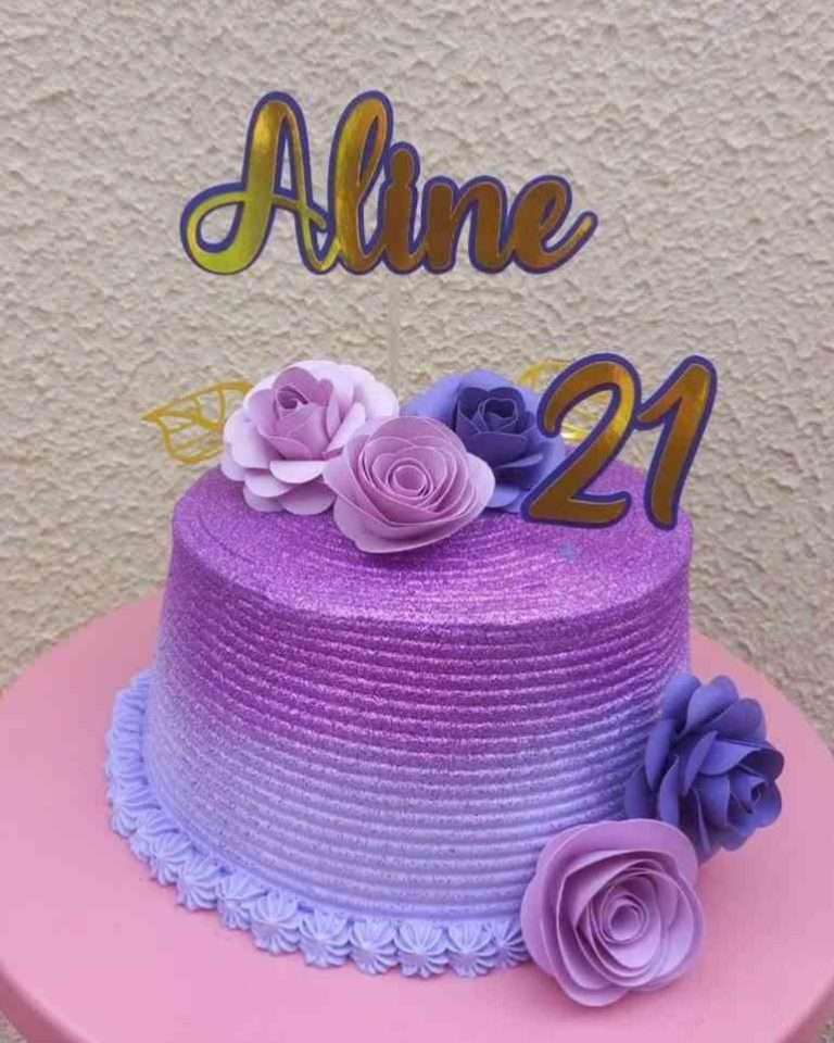40 Ideias de bolo roxo com glitter super tendência - Artesanato Passo a ...