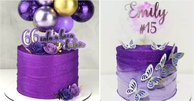 40 Ideias de bolo roxo com glitter super tendência - Artesanato Passo a ...