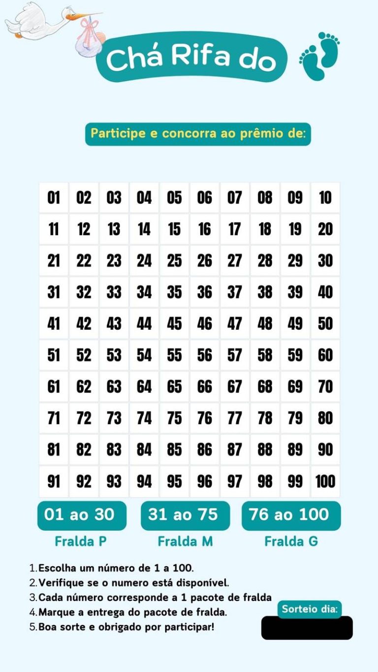Chá rifa para editar: 5 Modelos prontos de 50, 100 e 150 números ...