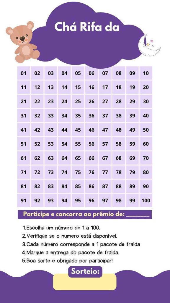 Chá rifa para editar: 5 Modelos prontos de 50, 100 e 150 números ... Chá rifa para editar: 5 Modelos prontos de 50, 100 e 150 números ...