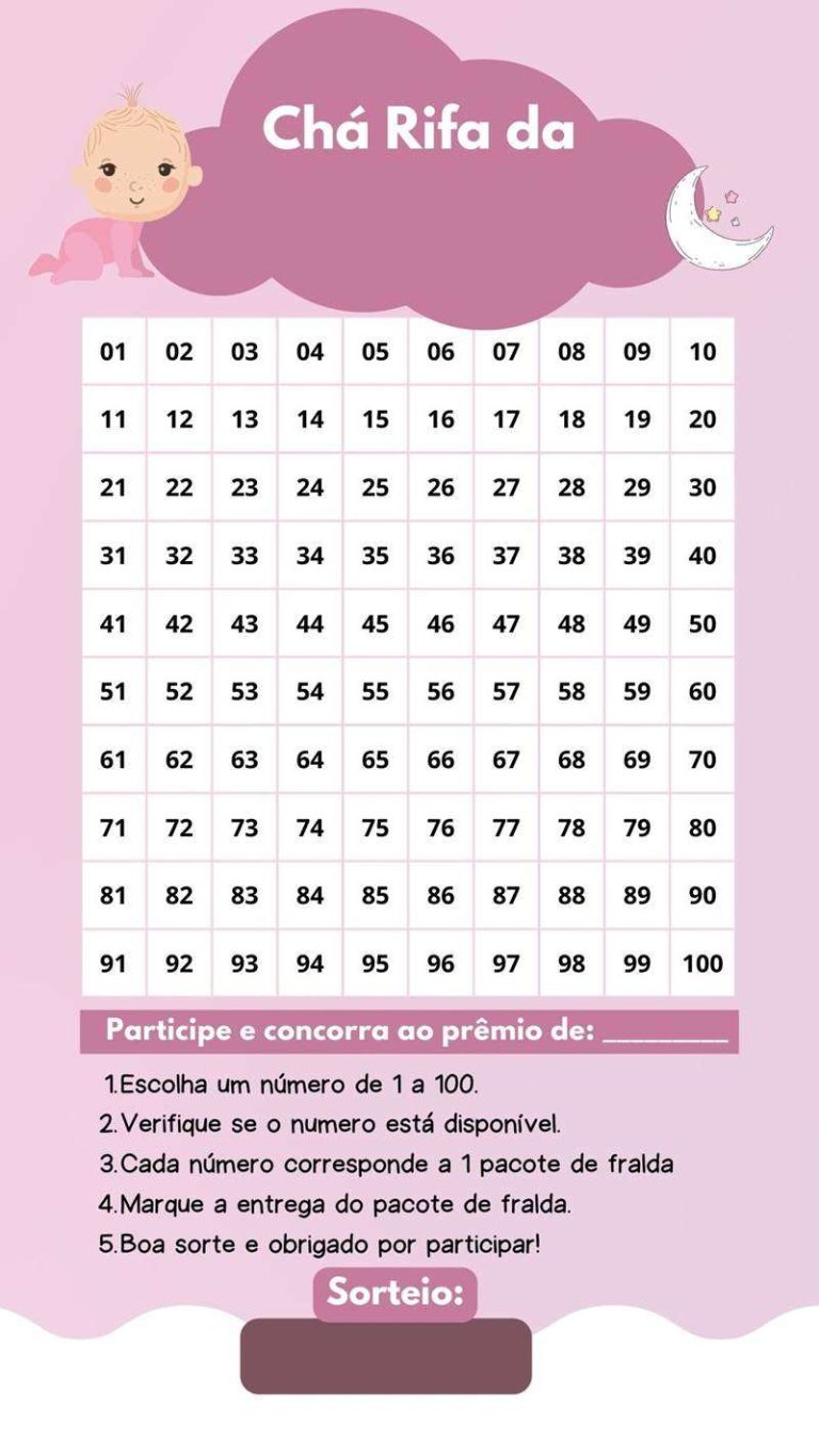 Chá rifa para editar: 5 Modelos prontos de 50, 100 e 150 números ... Chá rifa para editar: 5 Modelos prontos de 50, 100 e 150 números ...