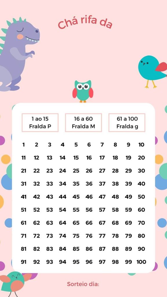 Chá rifa para editar: 5 Modelos prontos de 50, 100 e 150 números ... Chá rifa para editar: 5 Modelos prontos de 50, 100 e 150 números ...