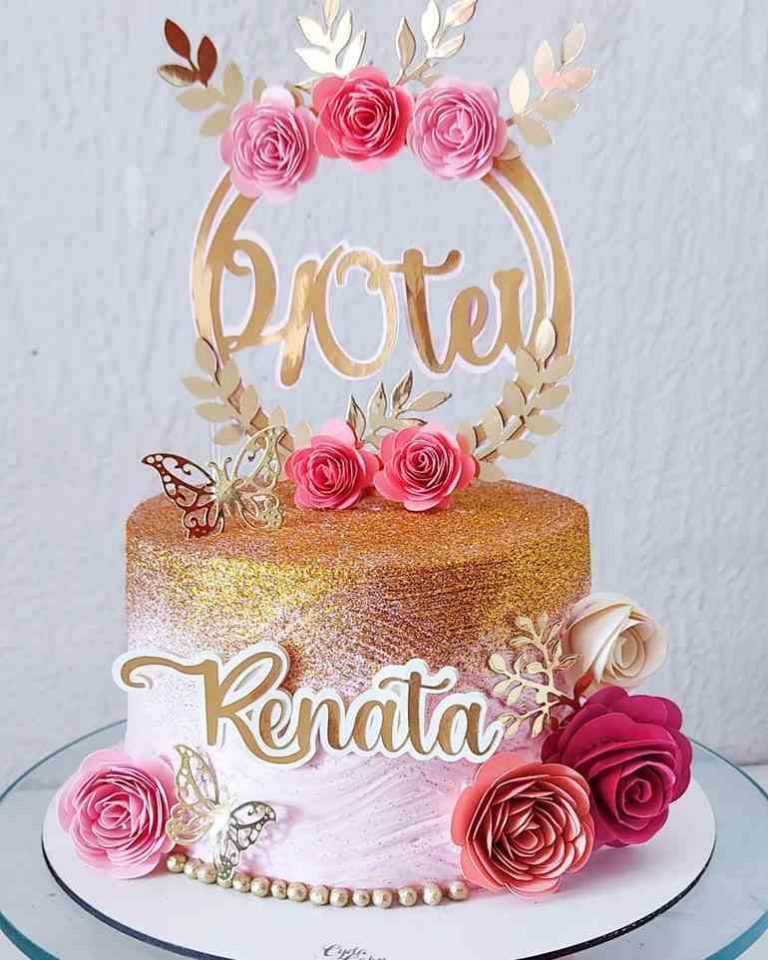 Bolo rosa com dourado: 50 fotos de bolos delicados para impressionar ...