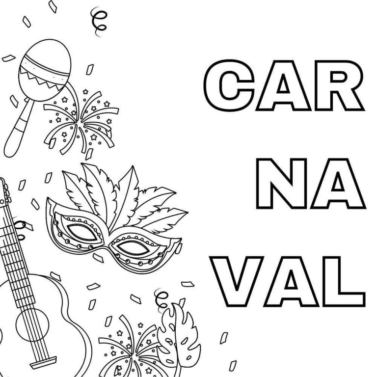 20 Desenhos de Carnaval para colorir e imprimir - Artesanato Passo a Passo!