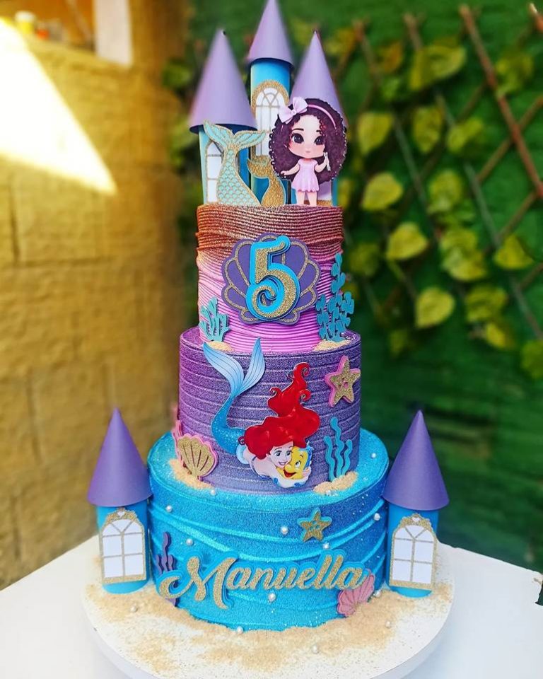 Bolo da Ariel: 70 modelos que as crianças vão amar - Artesanato Passo a ...