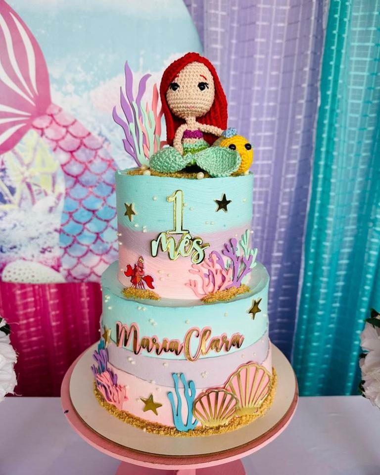 Bolo da Ariel: 70 modelos que as crianças vão amar - Artesanato Passo a ...