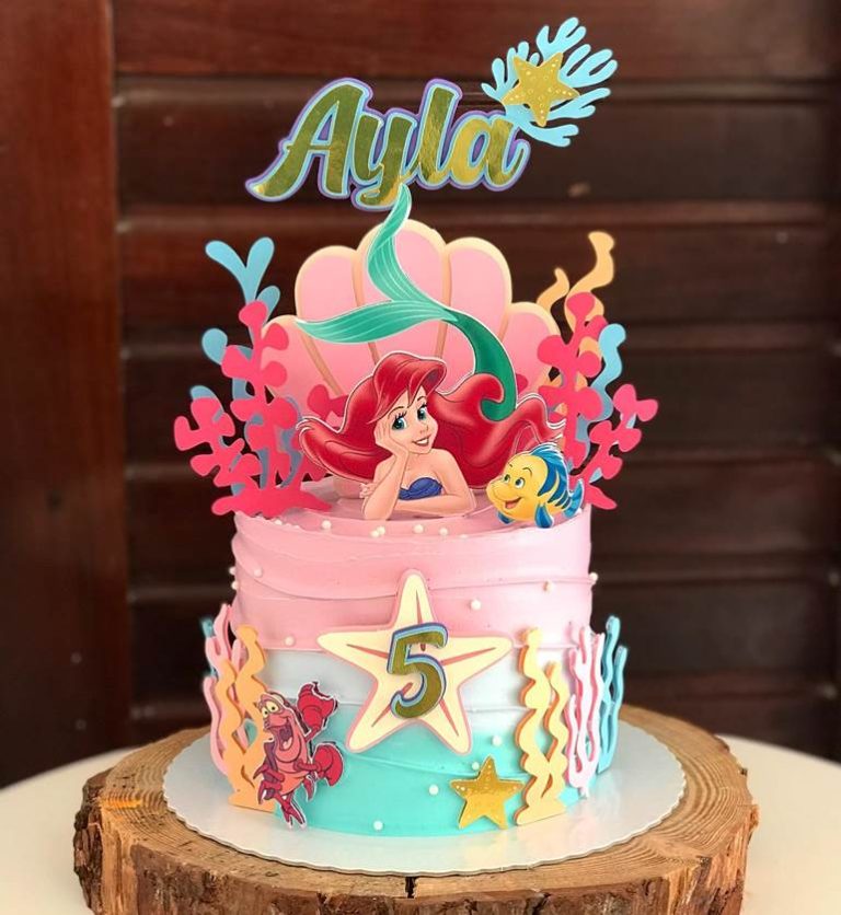 Bolo da Ariel: 70 modelos que as crianças vão amar - Artesanato Passo a ...