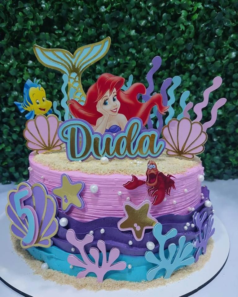 Bolo da Ariel: 70 modelos que as crianças vão amar - Artesanato Passo a ...
