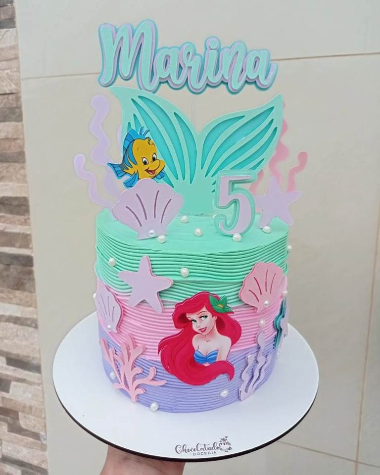 Bolo da Ariel: 70 modelos que as crianças vão amar - Artesanato Passo a ...