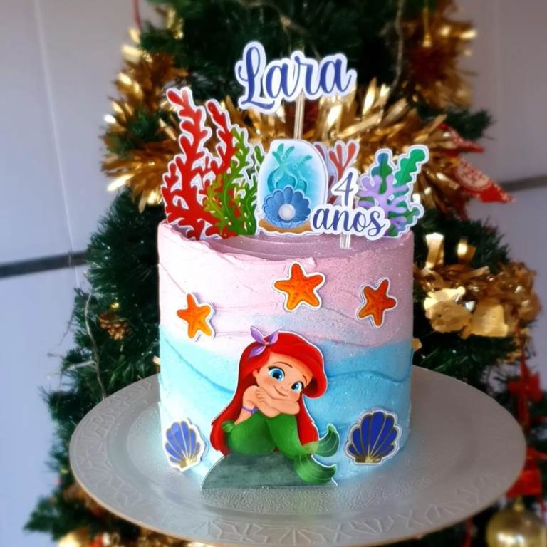 Bolo da Ariel: 70 modelos que as crianças vão amar - Artesanato Passo a ...