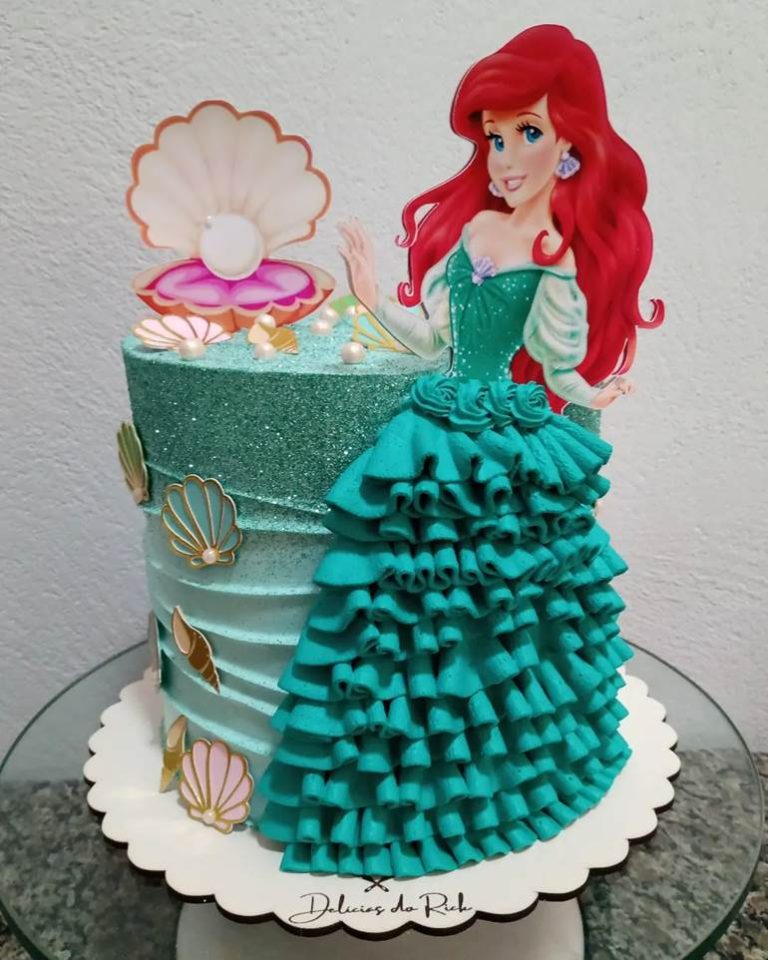 Bolo da Ariel: 70 modelos que as crianças vão amar - Artesanato Passo a ...