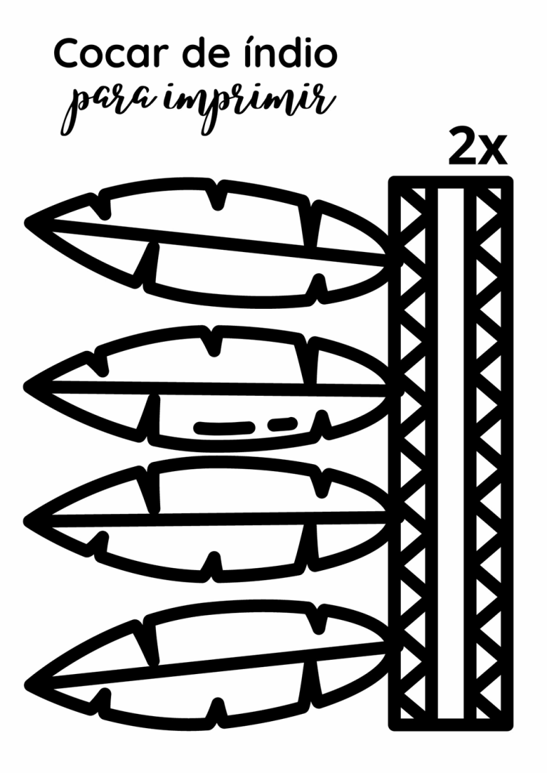 Cocar de índio para imprimir, recortar e colorir - Artesanato Passo a ...