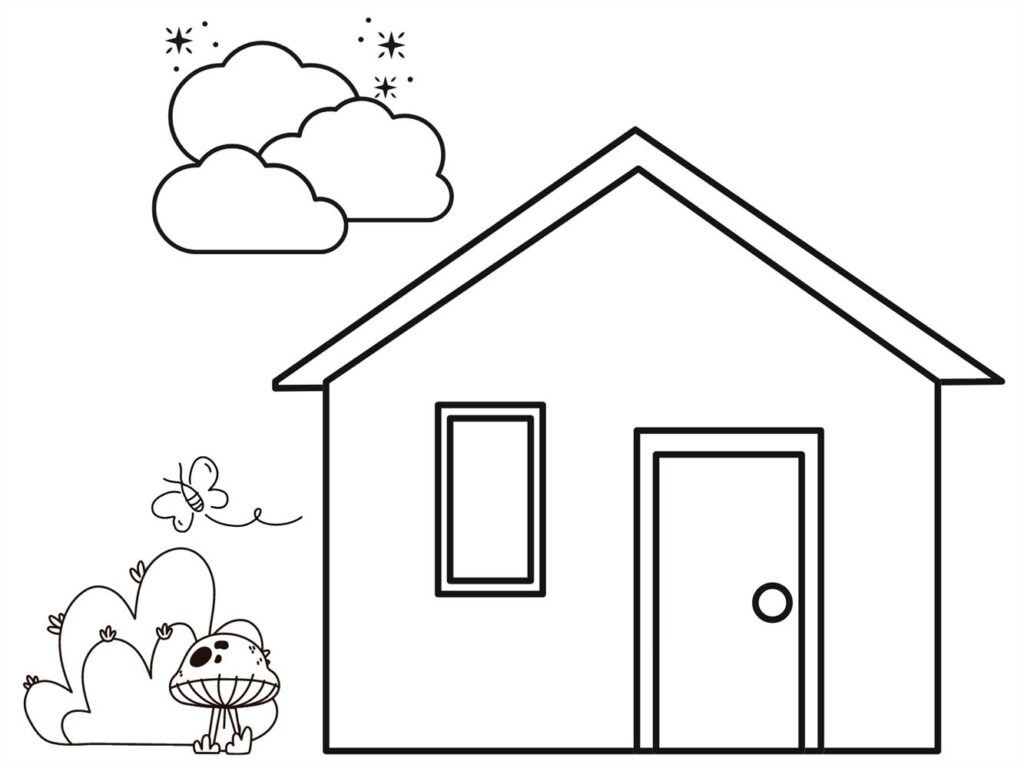 Casas para colorir: desenhos para pintar e molde para recortar ...