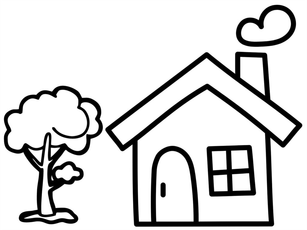 Casas para colorir: desenhos para pintar e molde para recortar ...