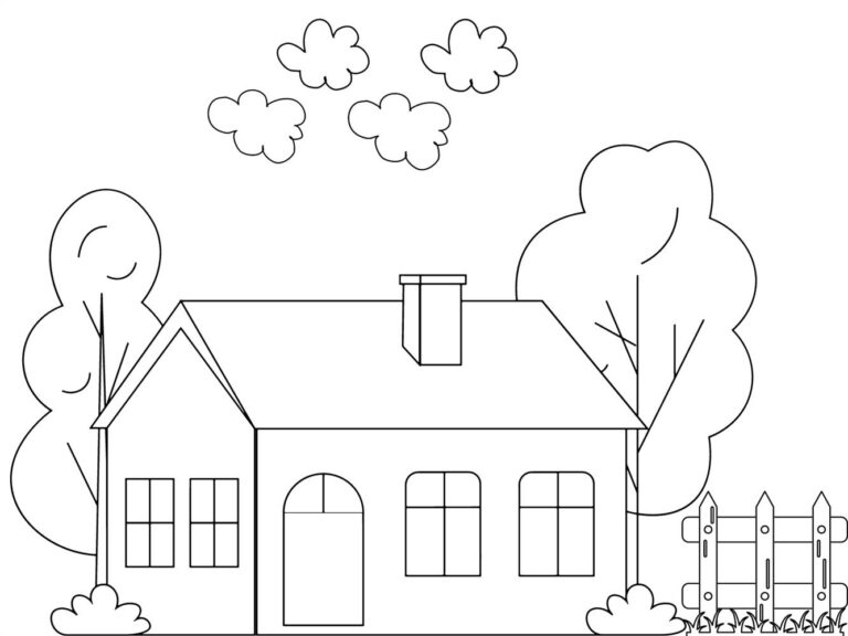 Casas para colorir: desenhos para pintar e molde para recortar ...