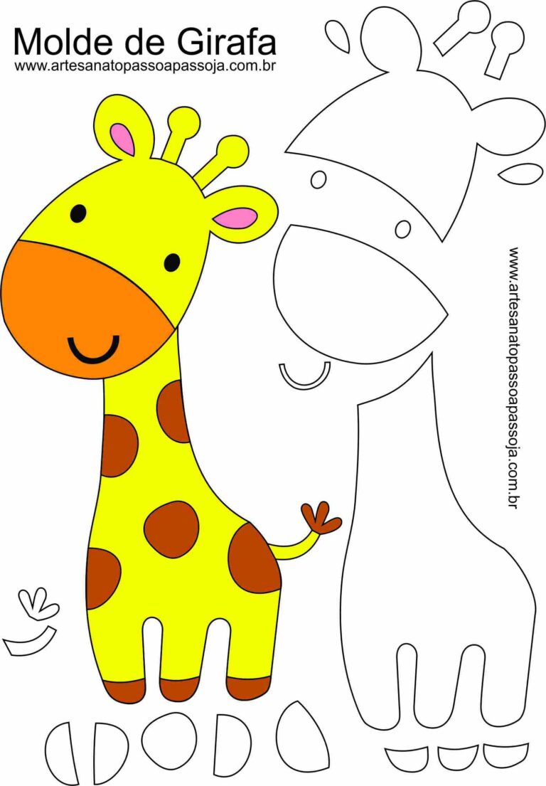 Molde de girafa tamanho A4 para baixar em PDF grátis - Artesanato Passo ...