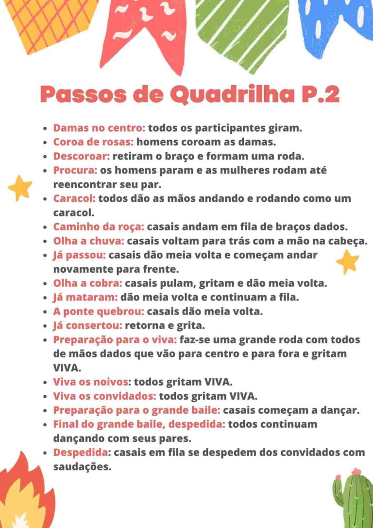 Passos de quadrilha tradicional para imprimir - Artesanato Passo a Passo!