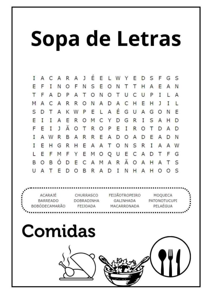 Sopas de letras para imprimir em PDF e aproveitar - Artesanato Passo a ...