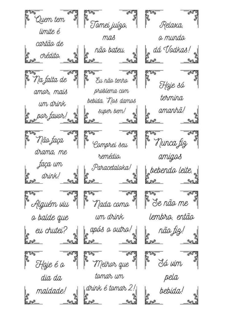 Tags para drinks PDF para imprimir em PDF grátis - Artesanato Passo a ...