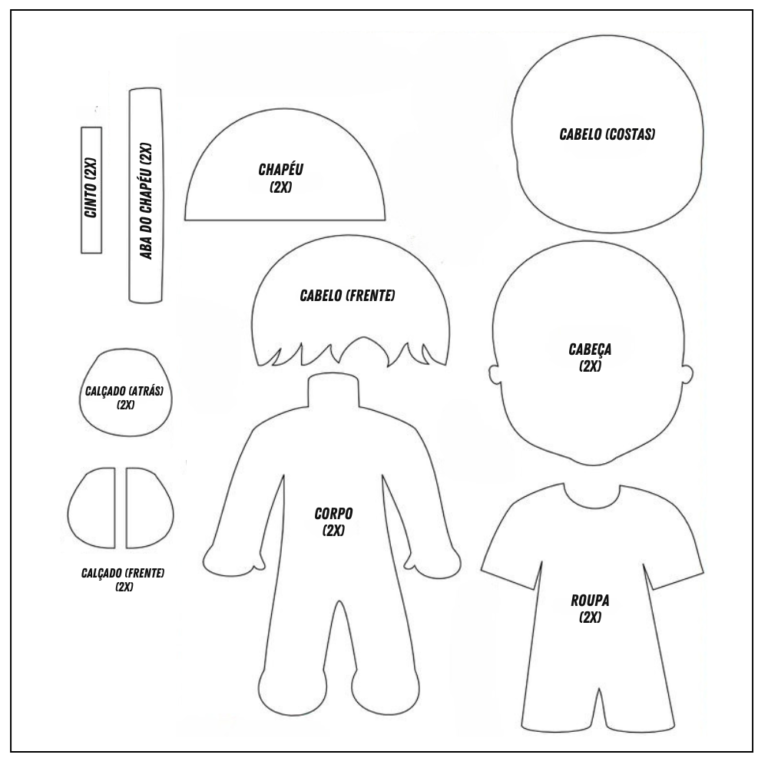Molde de boneco de EVA masculino para imprimir - Artesanato Passo a Passo!